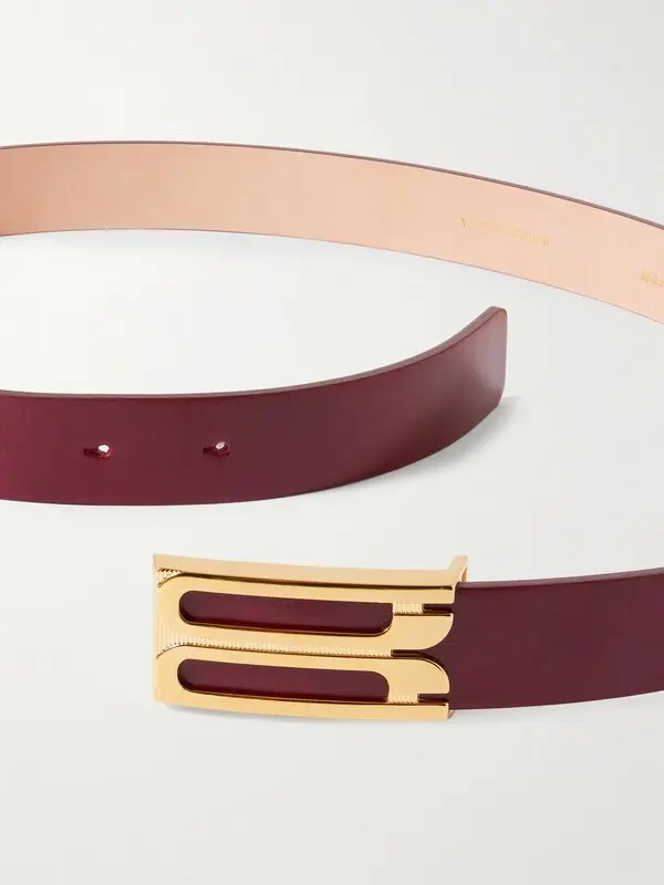 Victoria Beckham Leather Belt In Burgundy - 30% Off  display picture 1
