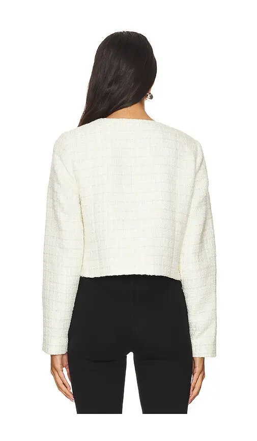 Line & Dot Kinzie Tweed Cropped Jacket With Velvet Bow Accents