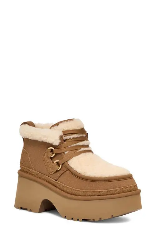 Ugg Classic New Heights Shearling Bootie In Chestnut - 60% Off
