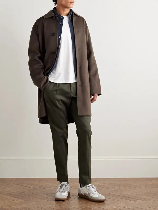 Nn07 Bill 1067 Tapered Pleated Woven Chinos - Green