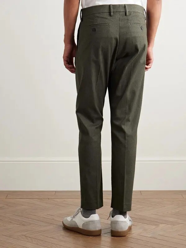 Nn07 Bill 1067 Tapered Pleated Woven Chinos - Green