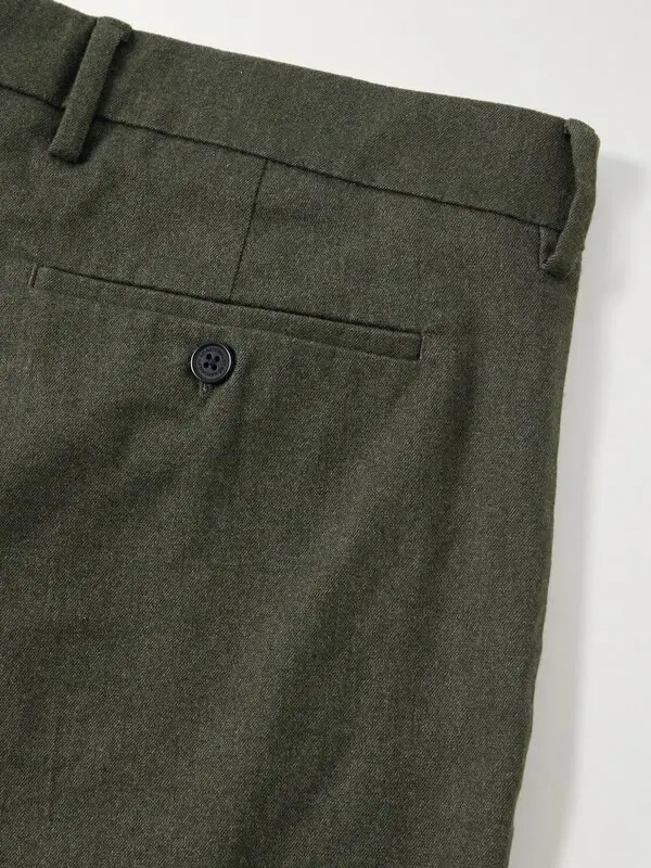 Nn07 Bill 1067 Tapered Pleated Woven Chinos - Green