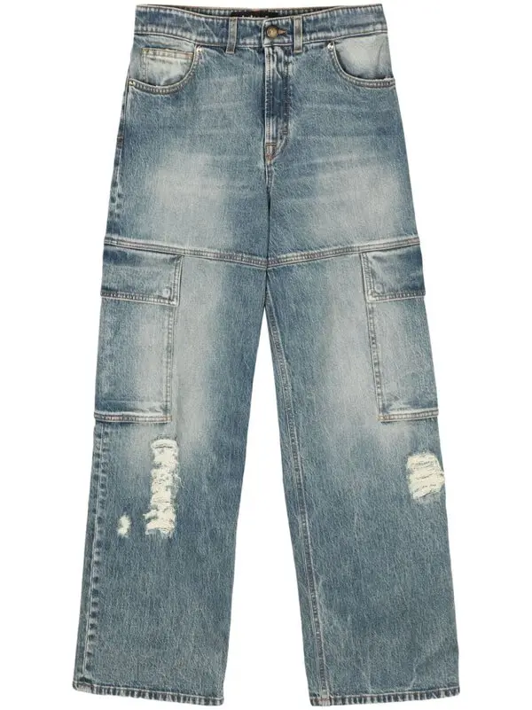 Just Cavalli Distressed Straight-leg Jeans