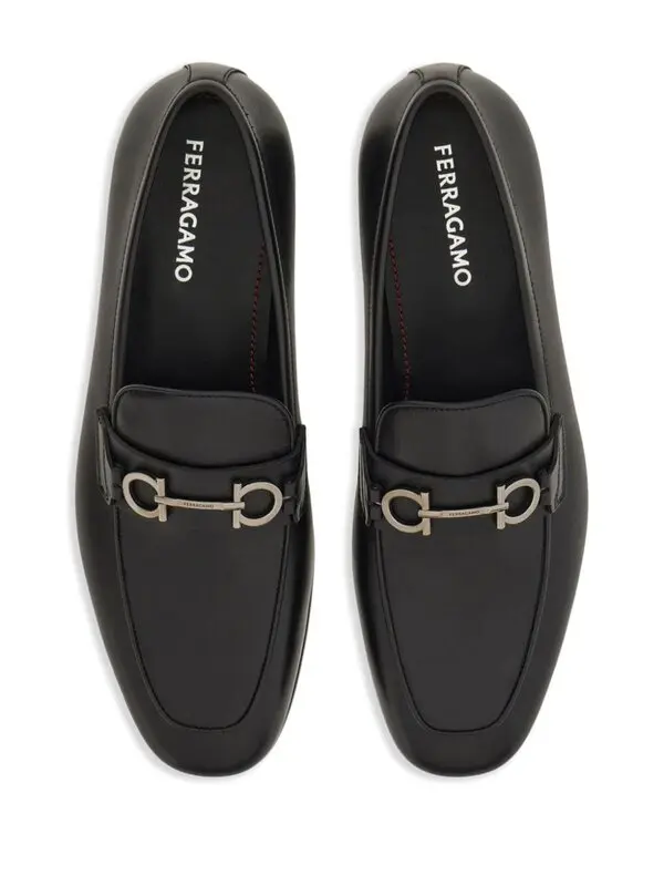FERRAGAMO Gancini-plaque Loafers - Black