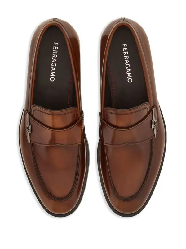 FERRAGAMO Gancini-plaque Leather Loafers