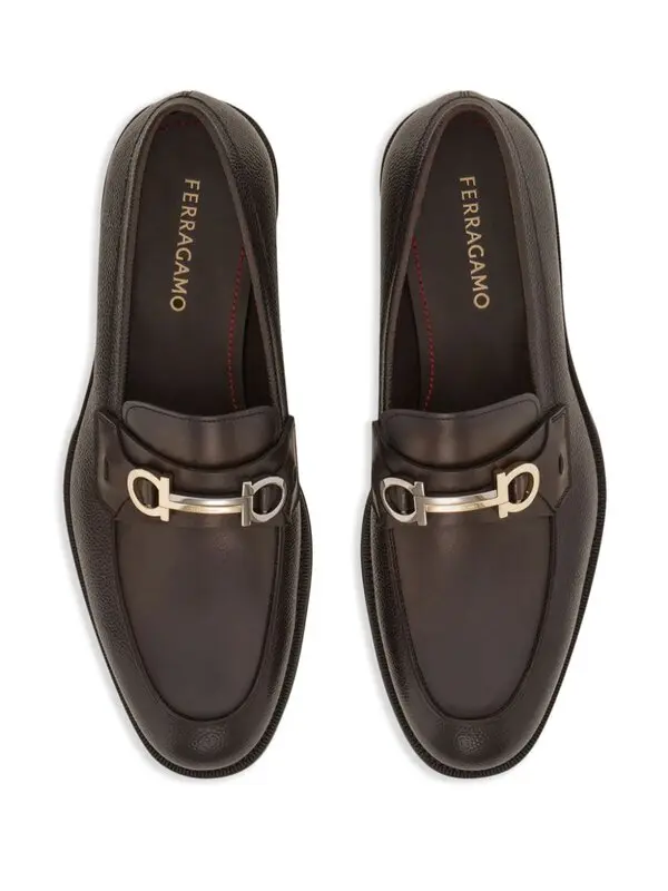 FERRAGAMO Gancini-plaque Loafers - Brown
