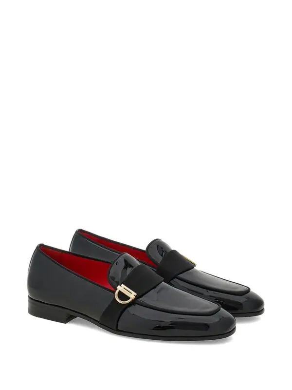 FERRAGAMO Patent Leather Loafers With Gancini Ornament