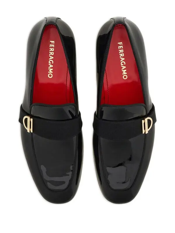 FERRAGAMO Patent Leather Loafers With Gancini Ornament