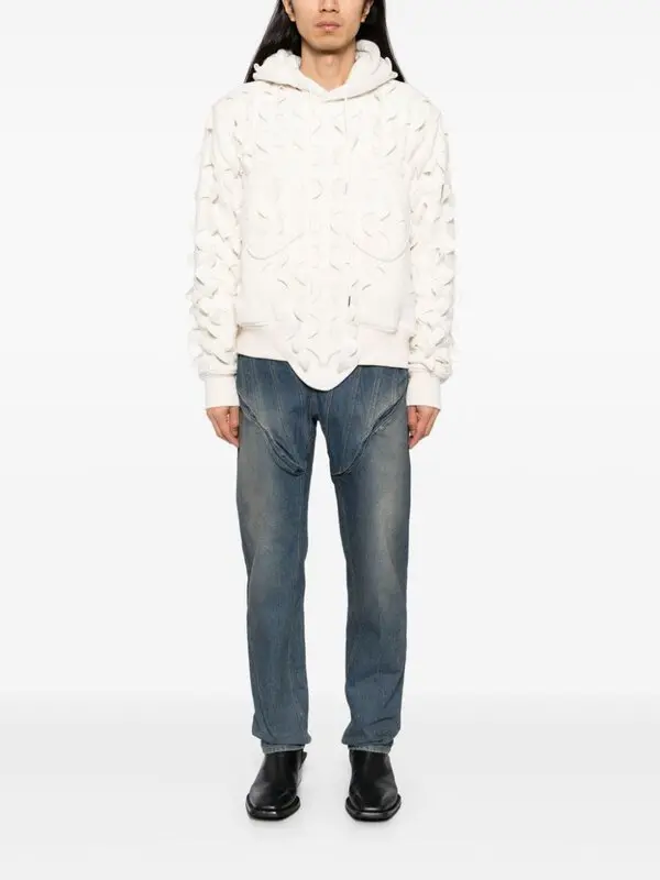 JUNTAE KIM Laser-slashed Fleece Hoodie