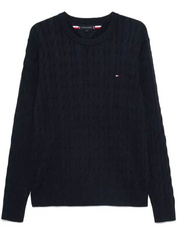 Tommy Hilfiger Cable-knit Crew-neck Sweater - Blue