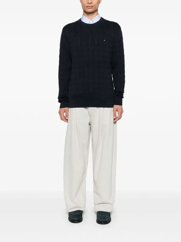 Tommy Hilfiger Cable-knit Crew-neck Sweater - Blue