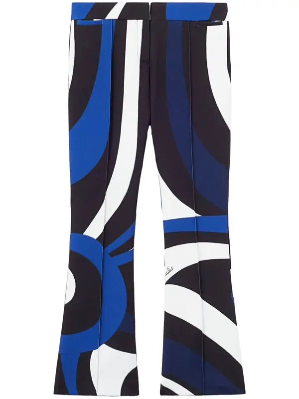 Emilio Pucci Marmo-print Flared Trousers - Blue