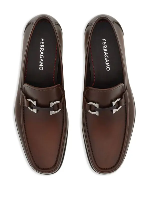 FERRAGAMO Gancini-plaque Loafers - Brown