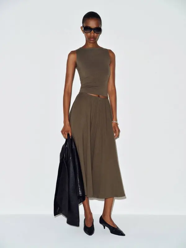 REFORMATION Esti Knit Maxi Skirt - Green