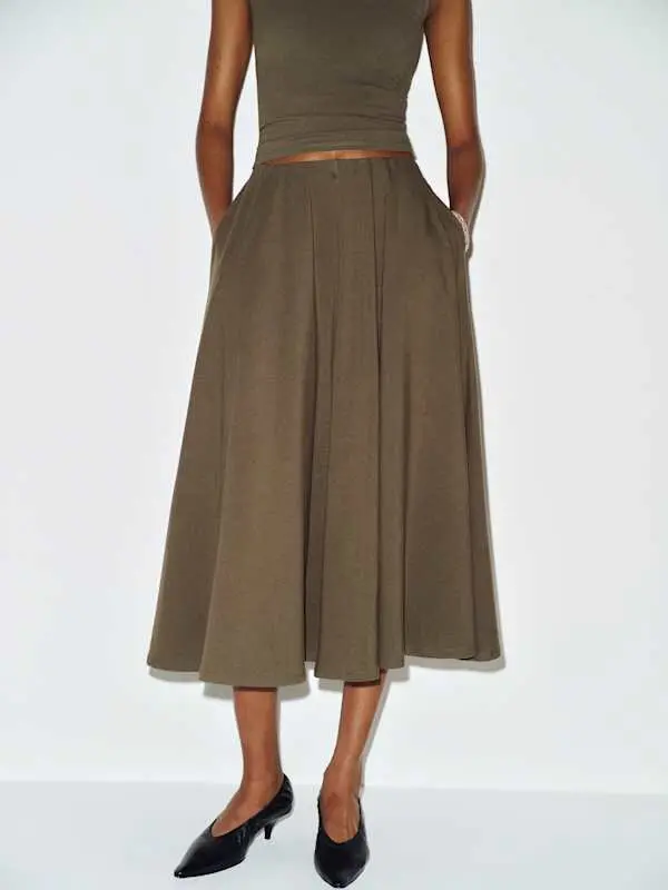 REFORMATION Esti Knit Maxi Skirt - Green