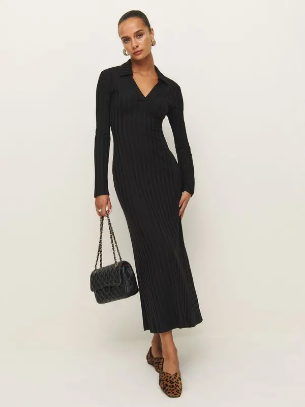 Blaire Knit Midi Dress - Black