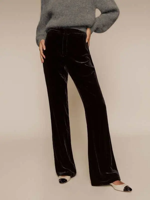 REFORMATION Sora Velvet Pant - Black