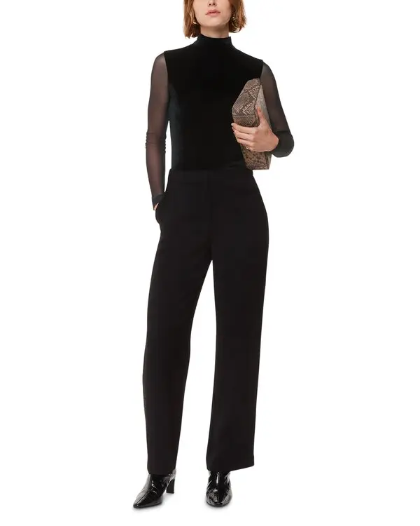 Whistles Velvet Mesh Sleeve Top