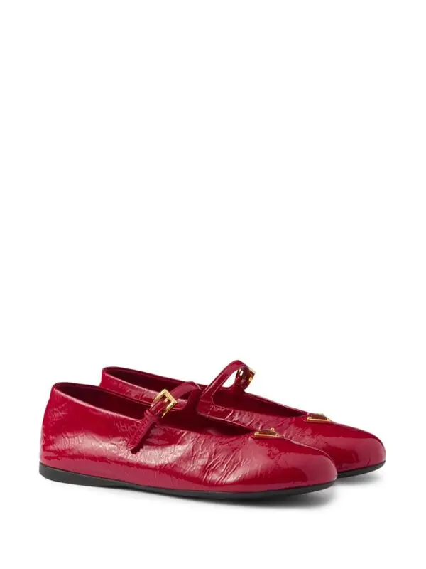 Prada Naplak Leather Ballet Flats - Red