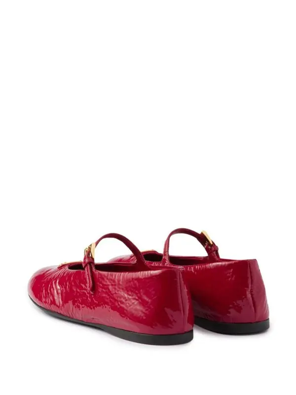 Prada Naplak Leather Ballet Flats - Red