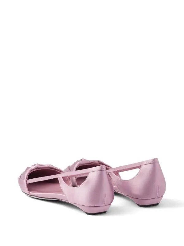 Prada Satin-finish Cut-out Ballerinas - Pink
