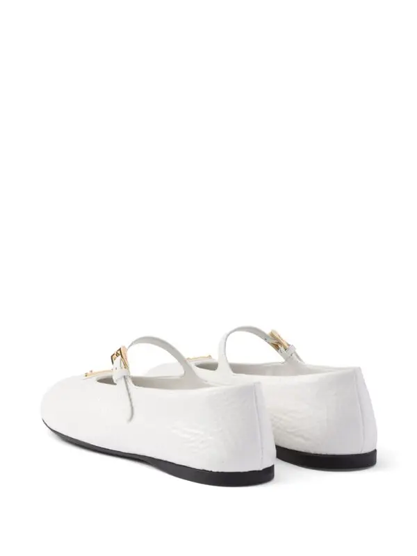 Prada Leather Ballerina Shoes - White