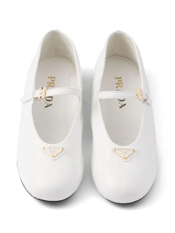Prada Leather Ballerina Shoes - White