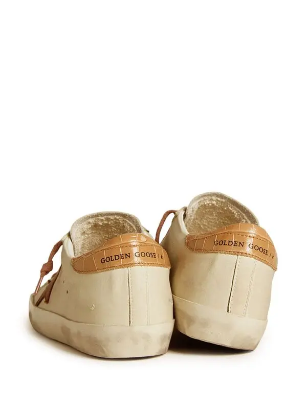 GOLDEN GOOSE Superstar Sneakers With Leather Star And Croc-effect Heel Tab - Neutrals