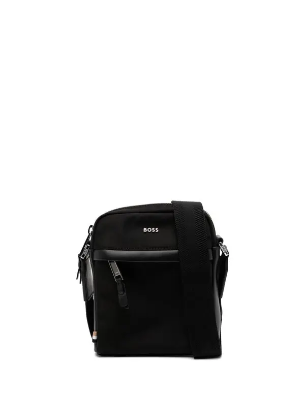 BOSS Logo-embossed Messenger Bag - Black