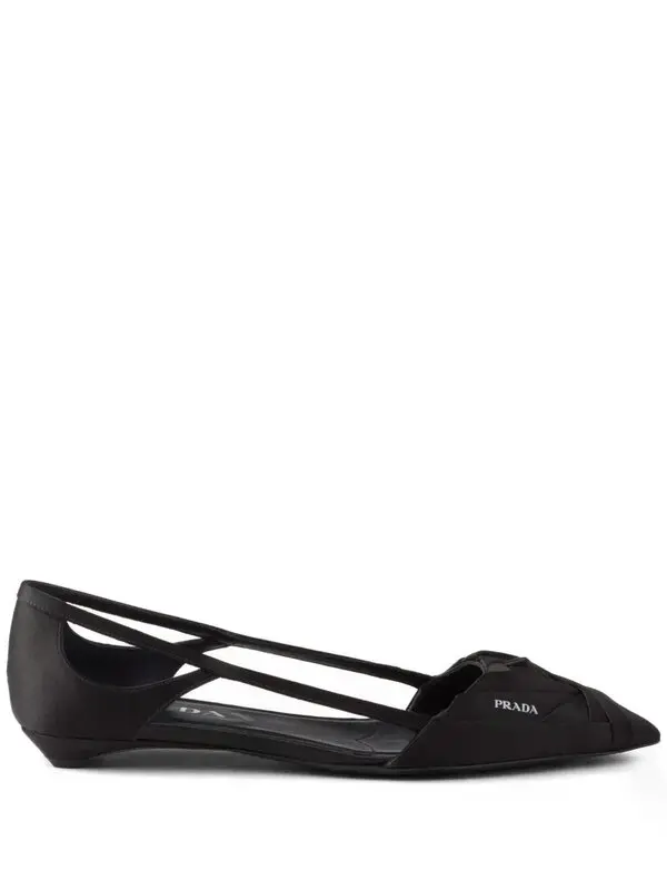 Prada Satin-finish Cut-out Ballerina Shoes - White