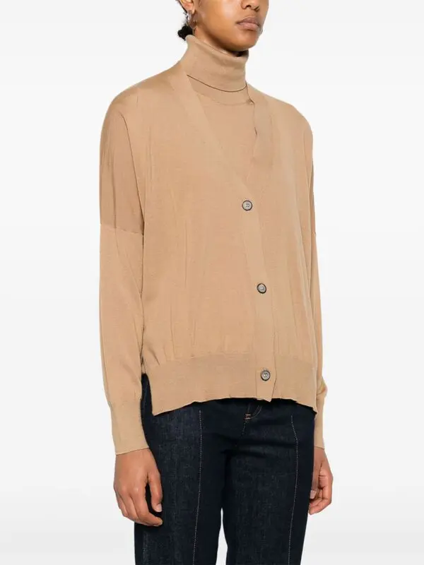 BLANCA VITA Fine-knit Vest And Cardigan Set - Brown