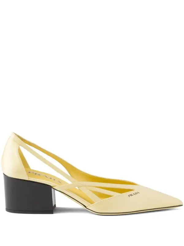 Prada 55mm Satin Cut-out Pumps - Yellow