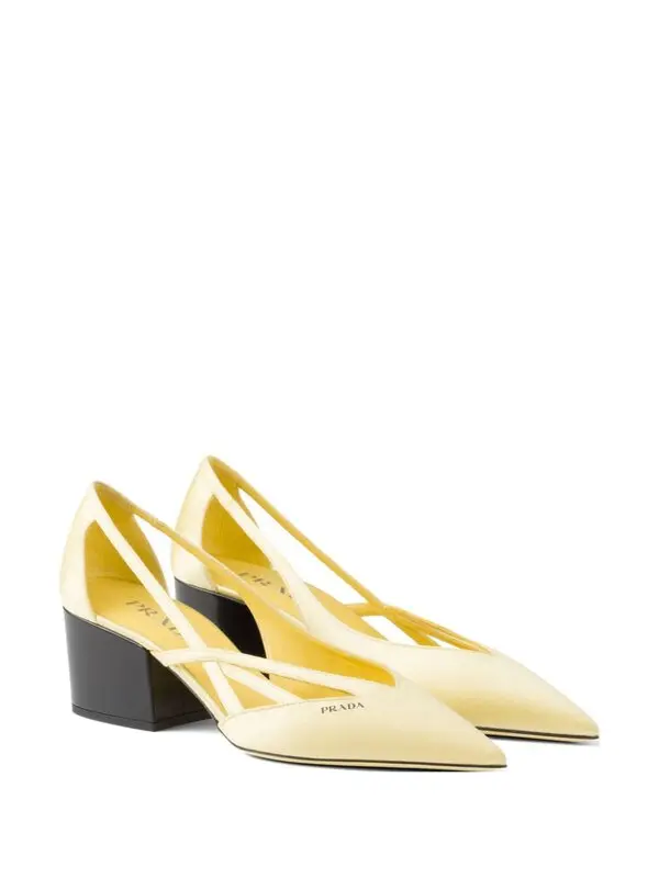 Prada 55mm Satin Cut-out Pumps - Yellow