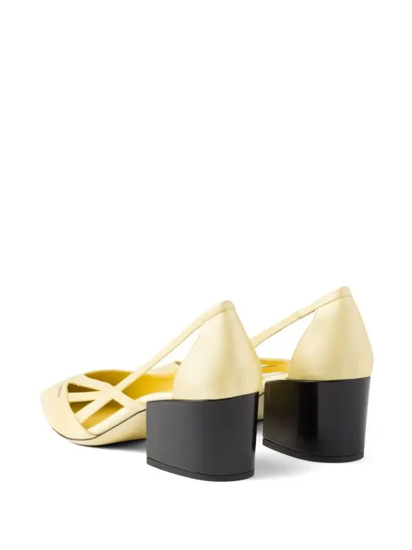Prada 55mm Satin Cut-out Pumps - Yellow