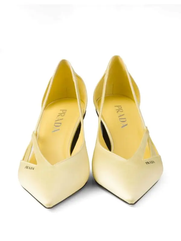 Prada 55mm Satin Cut-out Pumps - Yellow