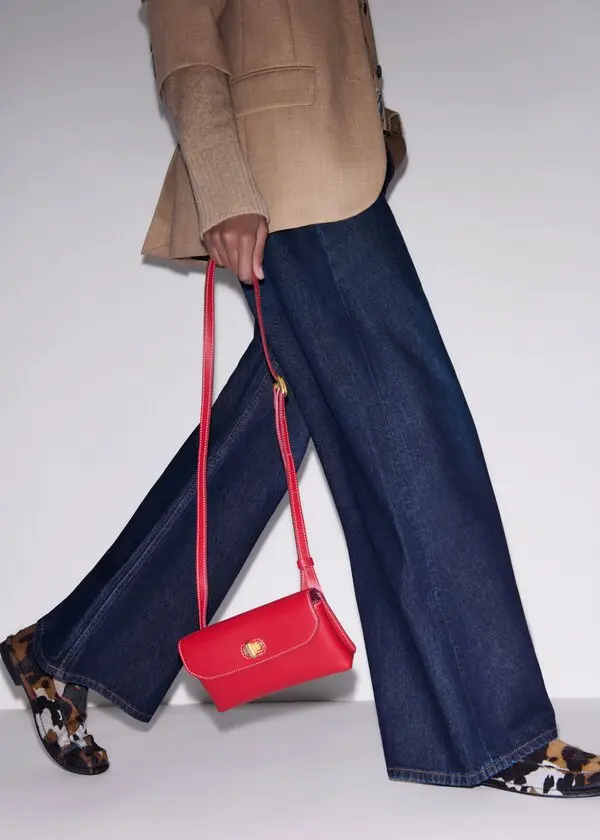 ME+EM Leather Pouch With Turn Lock Fastening - Red
