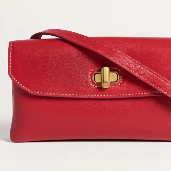 ME+EM Leather Pouch With Turn Lock Fastening - Red