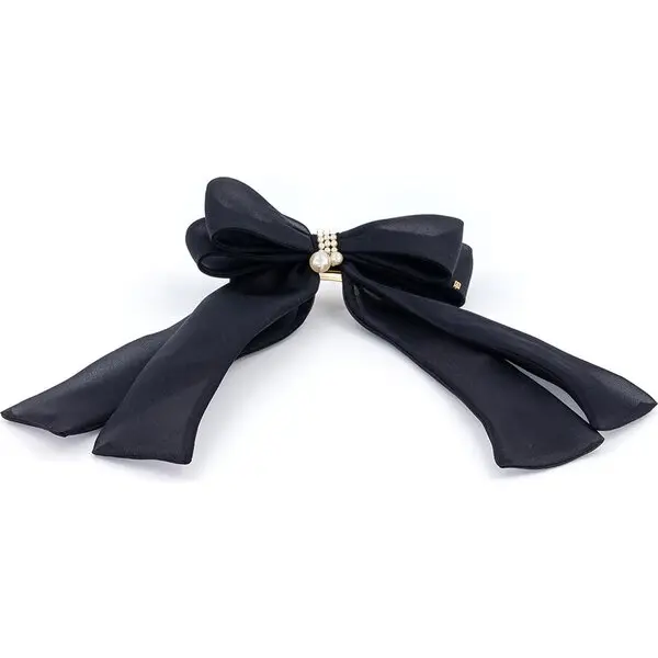 Alexandre De Paris Silk Bow Barrette - Black