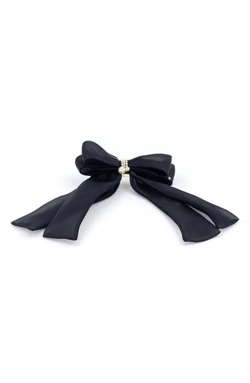 Alexandre De Paris Silk Bow Barrette - Black
