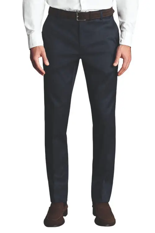 CHARLES TYRWHITT Slim Fit Smart Texture Trousers - Denim Blue