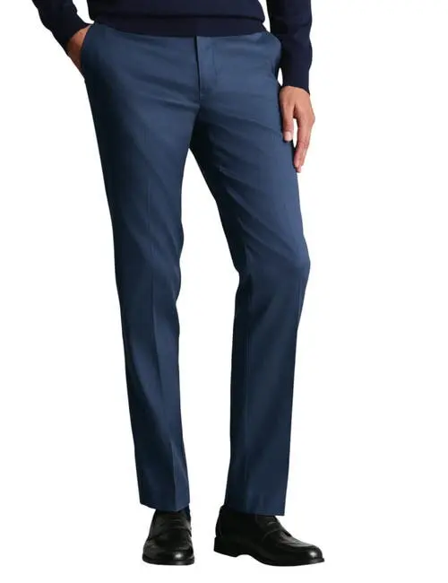 CHARLES TYRWHITT Slim Fit Smart Texture Trousers - Indigo Blue
