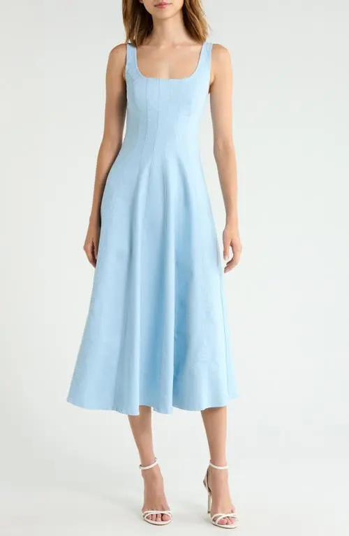 PETAL & PUP Una Fit & Flare Midi Dress - Blue