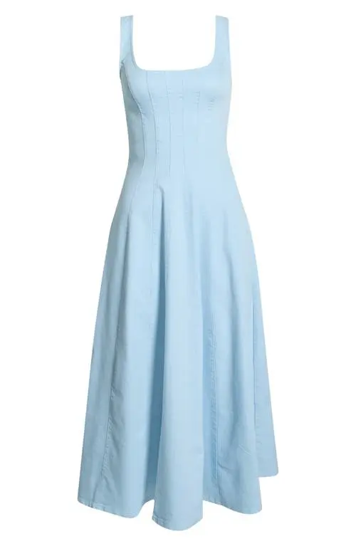 PETAL & PUP Una Fit & Flare Midi Dress - Blue