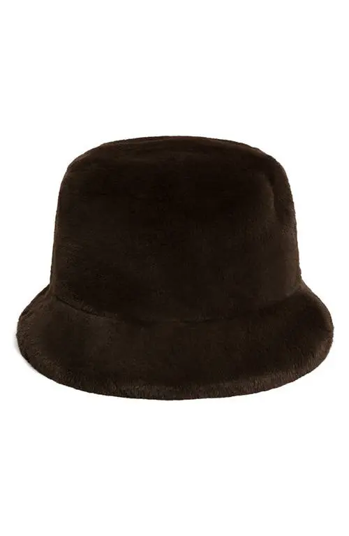 Apparis Amara Pluche Faux Fur Bucket Hat - Espresso