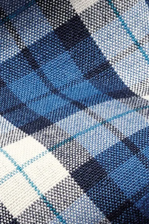 CHARLES TYRWHITT Slim Fit Plaid Check Non-iron Stretch Poplin Shirt - Ocean Blue