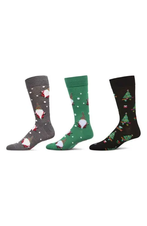 MEMOI Assorted Christmas Crew Socks 3-pack - Green