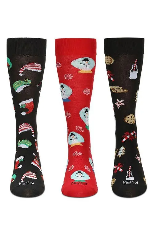 MEMOI Assorted 3-pack Christmas Socks - Black/red