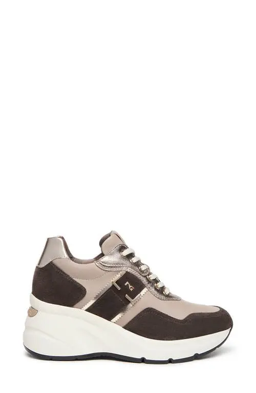 NEROGIARDINI Logo Strap Wedge Sneakers - Brown