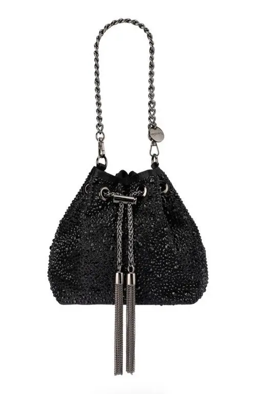 OLGA BERG Mika Crystal Drawstring Bag - Black