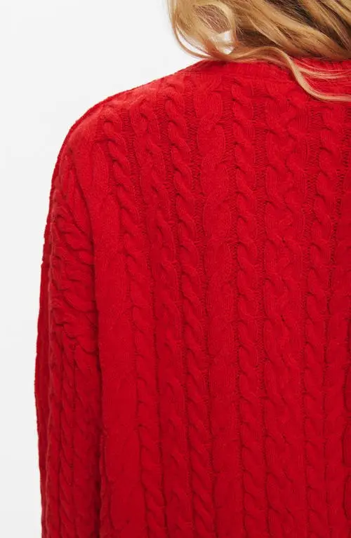 Desigual Exeter Cable Crewneck Sweater - Red